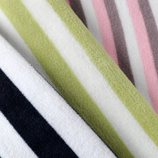 Light green and white striped fleece fabric | thick stripe flannel ...